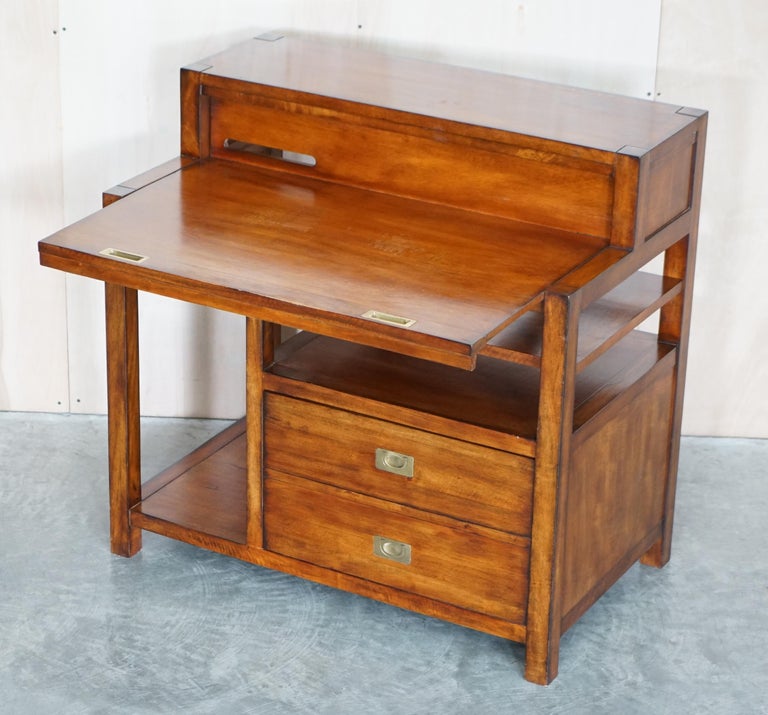 Stunning Hardwood and Brass Military Campaign Workstation Desk for Home ...