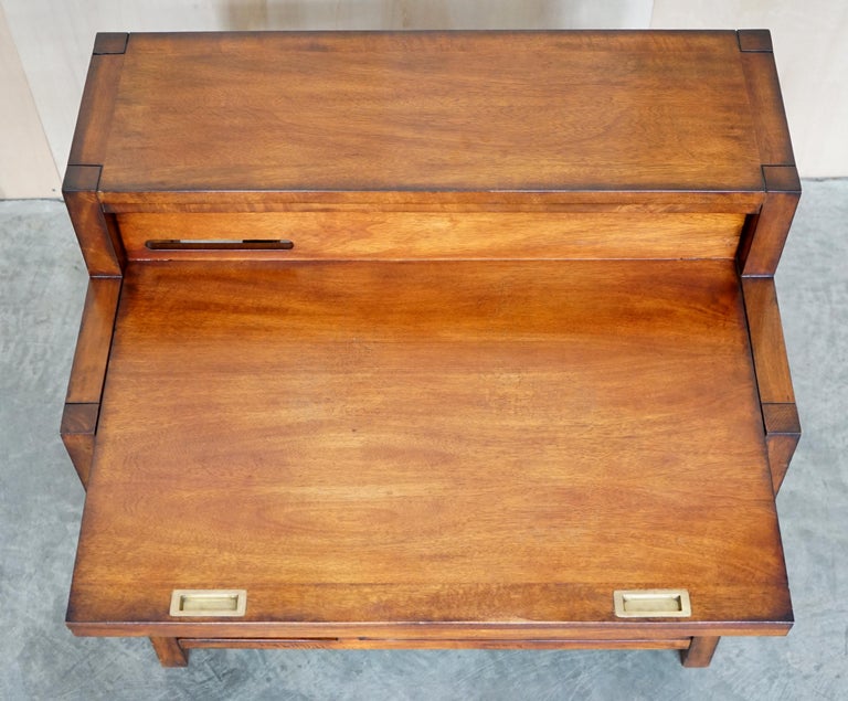 Stunning Hardwood and Brass Military Campaign Workstation Desk for Home ...
