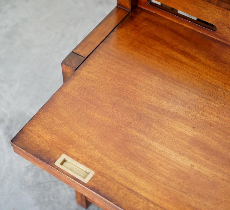 Stunning Hardwood and Brass Military Campaign Workstation Desk for Home ...