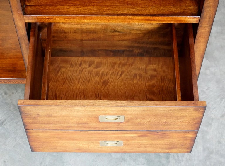 Stunning Hardwood and Brass Military Campaign Workstation Desk for Home ...
