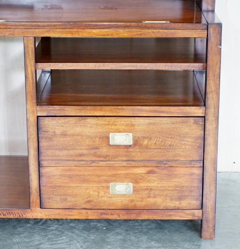 Stunning Hardwood and Brass Military Campaign Workstation Desk for Home ...