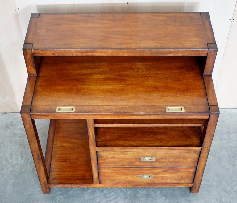 Stunning Hardwood and Brass Military Campaign Workstation Desk for Home ...