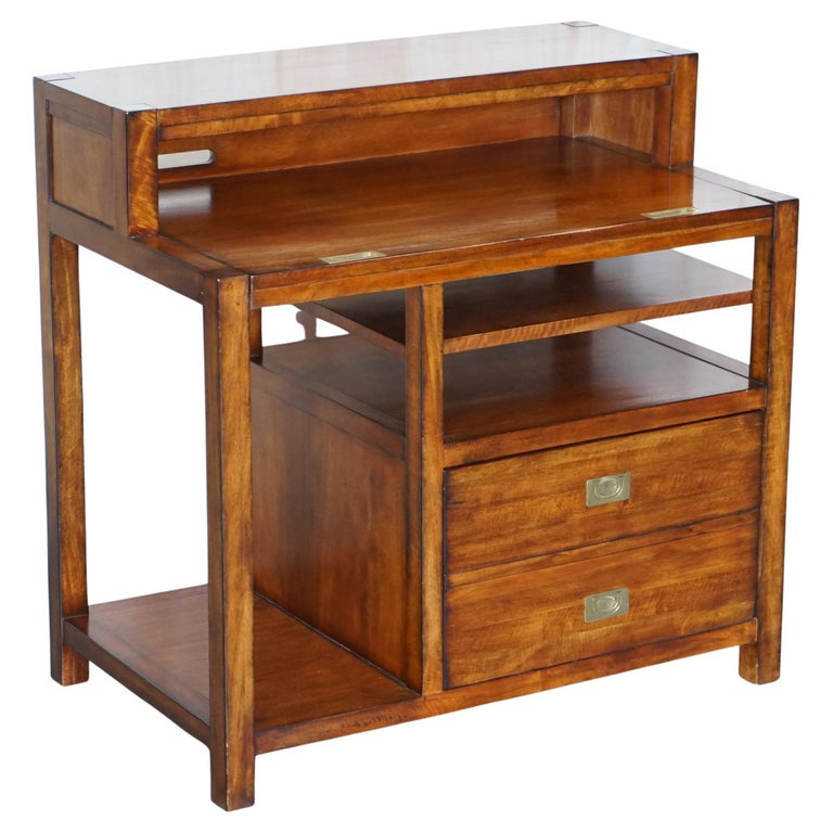 Stunning Hardwood and Brass Military Campaign Workstation Desk for Home ...