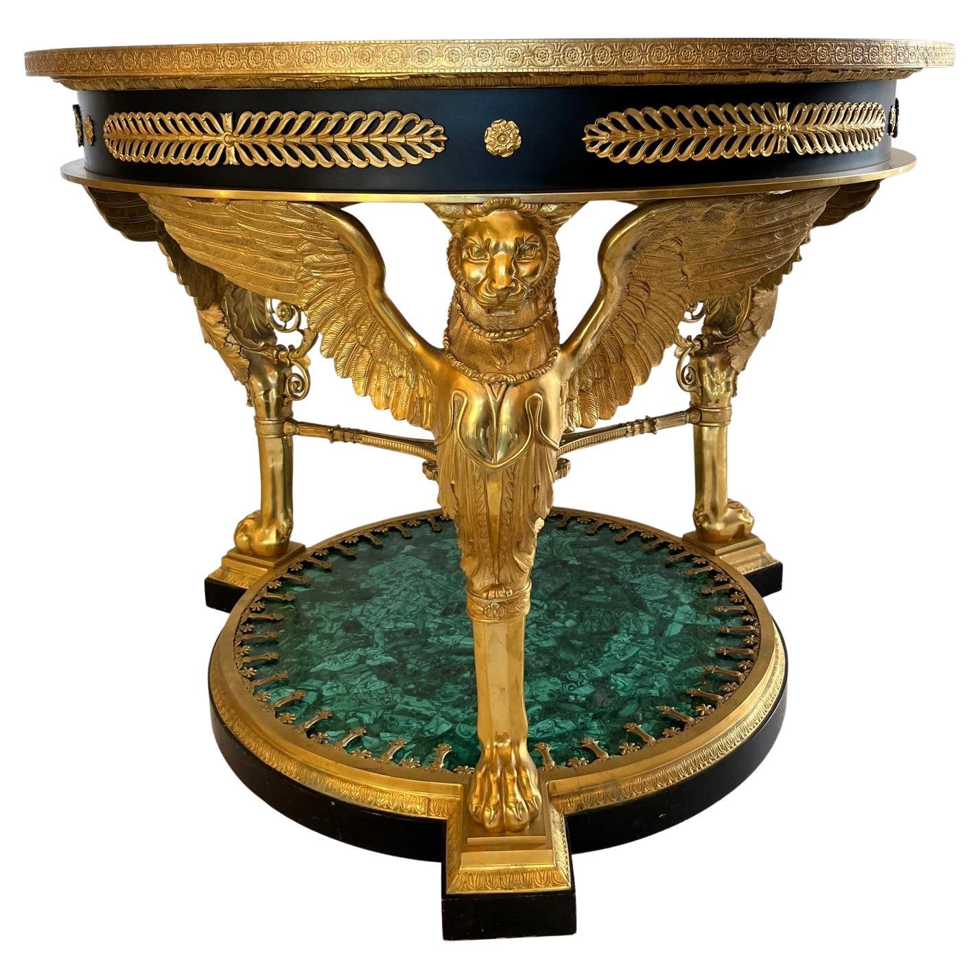 Expressive Italian Malachite Table at 1stDibs