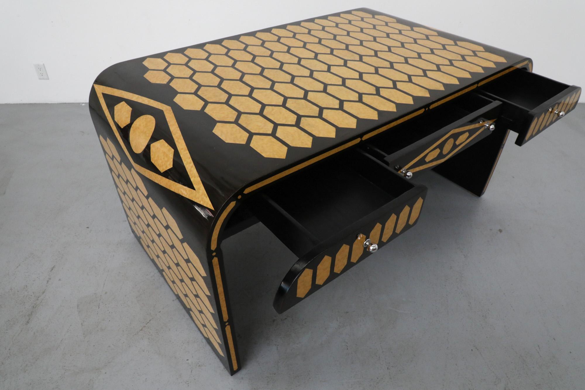 Stunning Mauro Varotti Inspired Art Deco Inspired Inlaid Wood Desk For ...