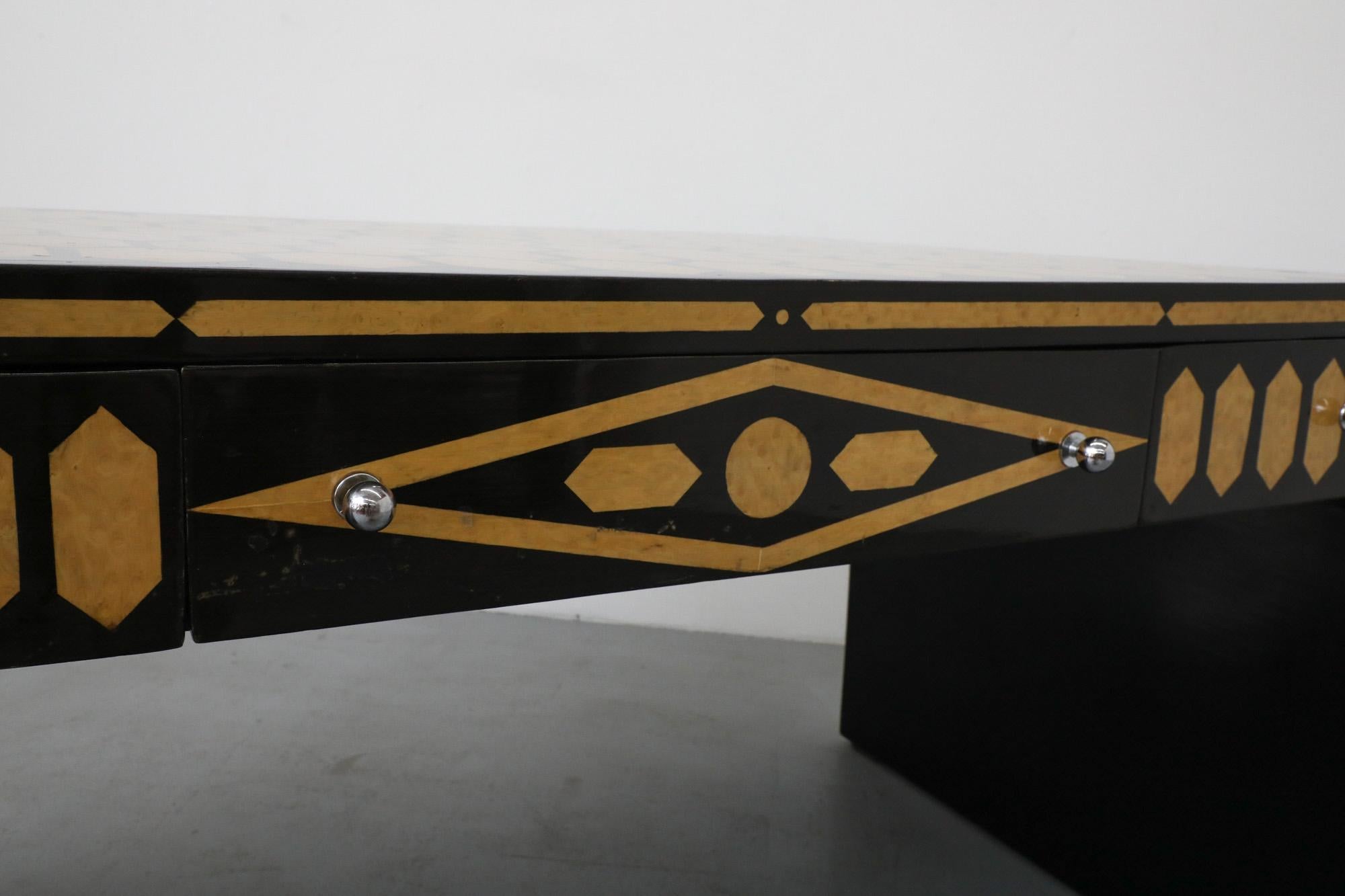 Stunning Mauro Varotti Inspired Art Deco Inspired Inlaid Wood Desk For ...