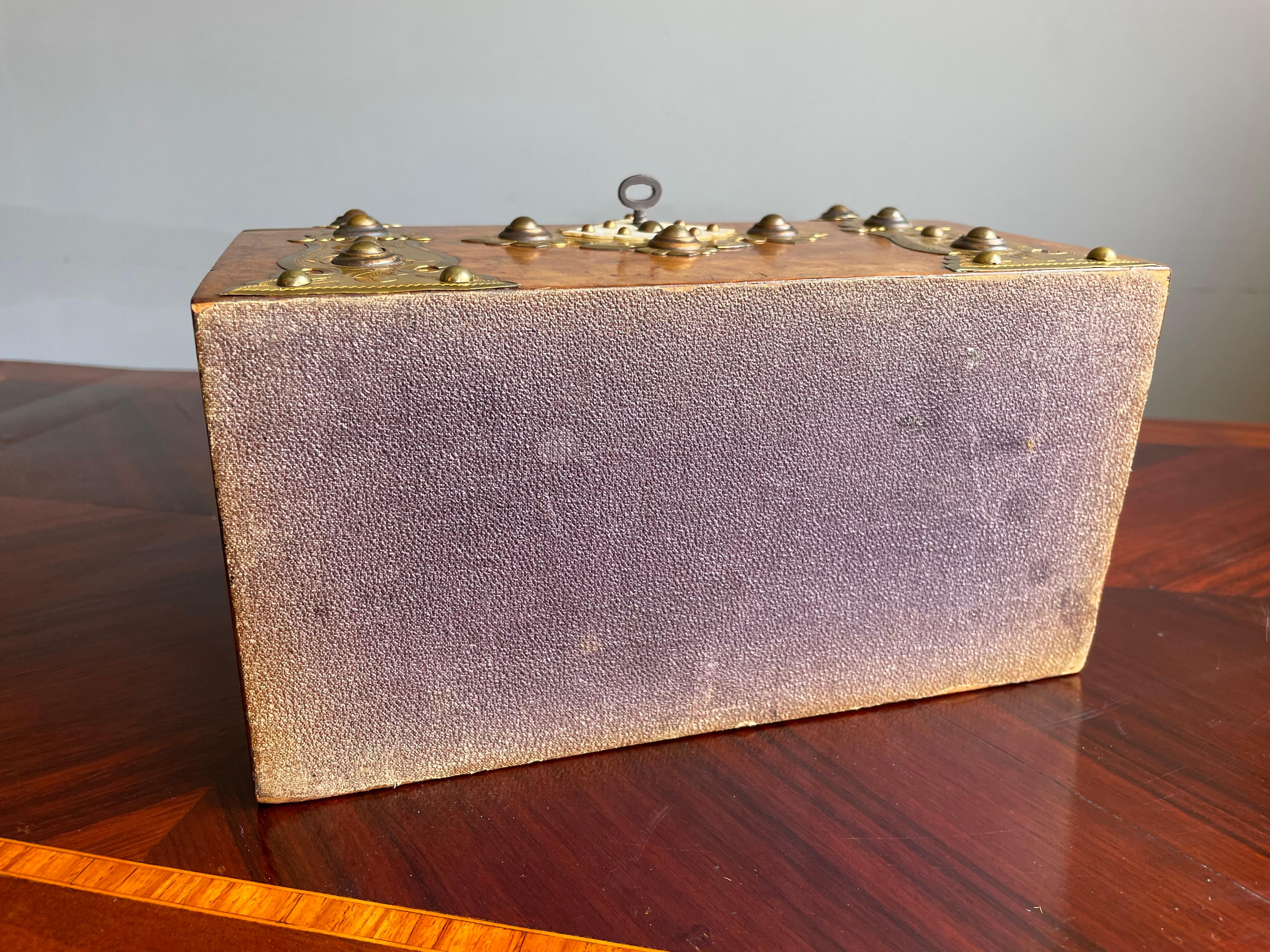 Stunning Mid 1800s Burl Walnut and Brass Desktop / Letters Box Working ...
