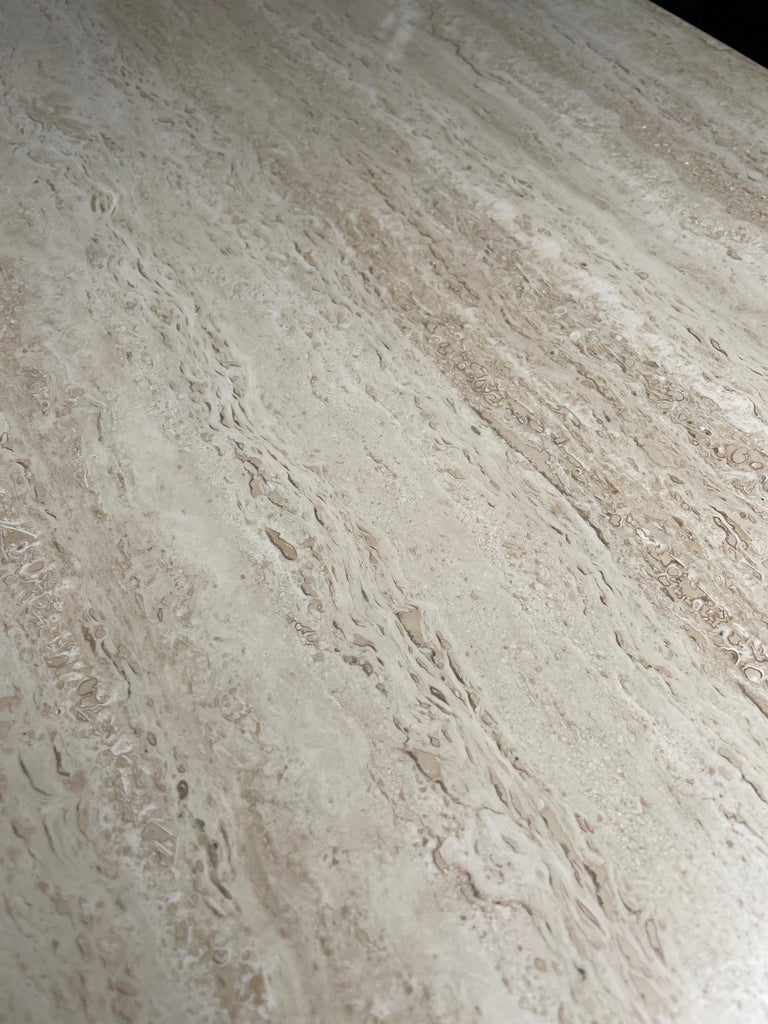 Stunning Mid-Century Modern Travertine Marble Dining Table with Base at ...