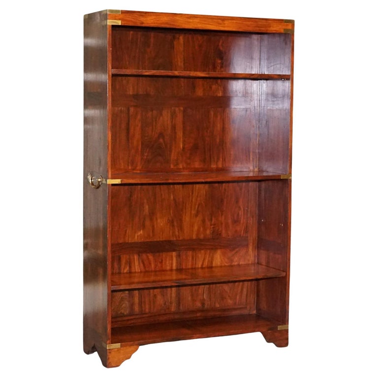 STUNNING MILITARY CAMPAIGN OPEN BOOKCASE WiTH ADJUSTABLE SHELVES For ...