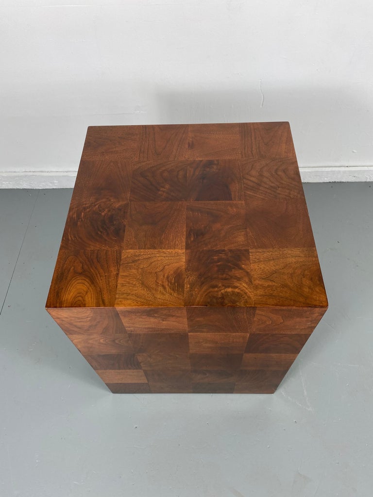 Stunning Milo Baughman Patch Work Cube Table / Pedestal For Sale at 1stDibs