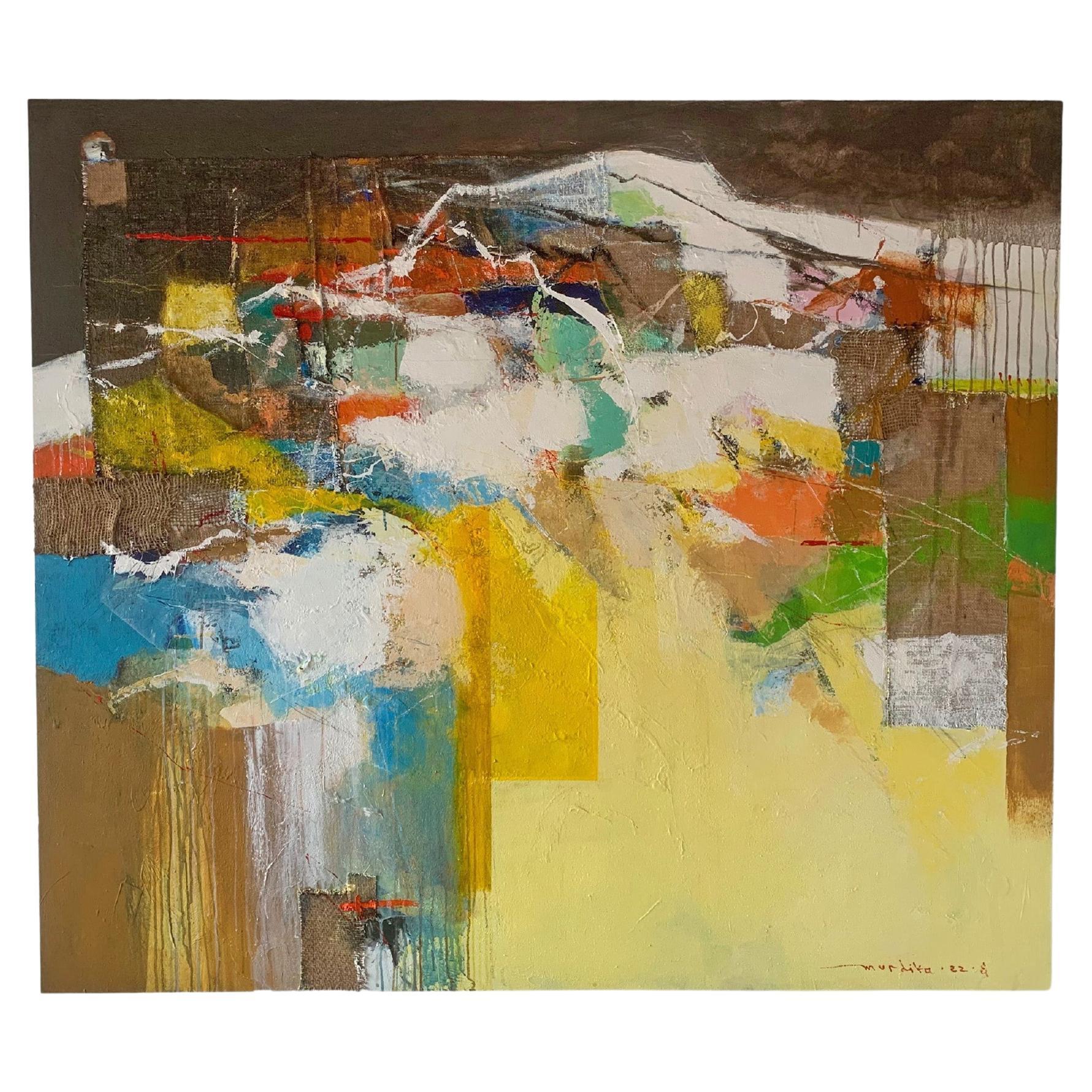 Contemporary Acrylic on Canvas Painting, Vivid Colored Landscape by ...