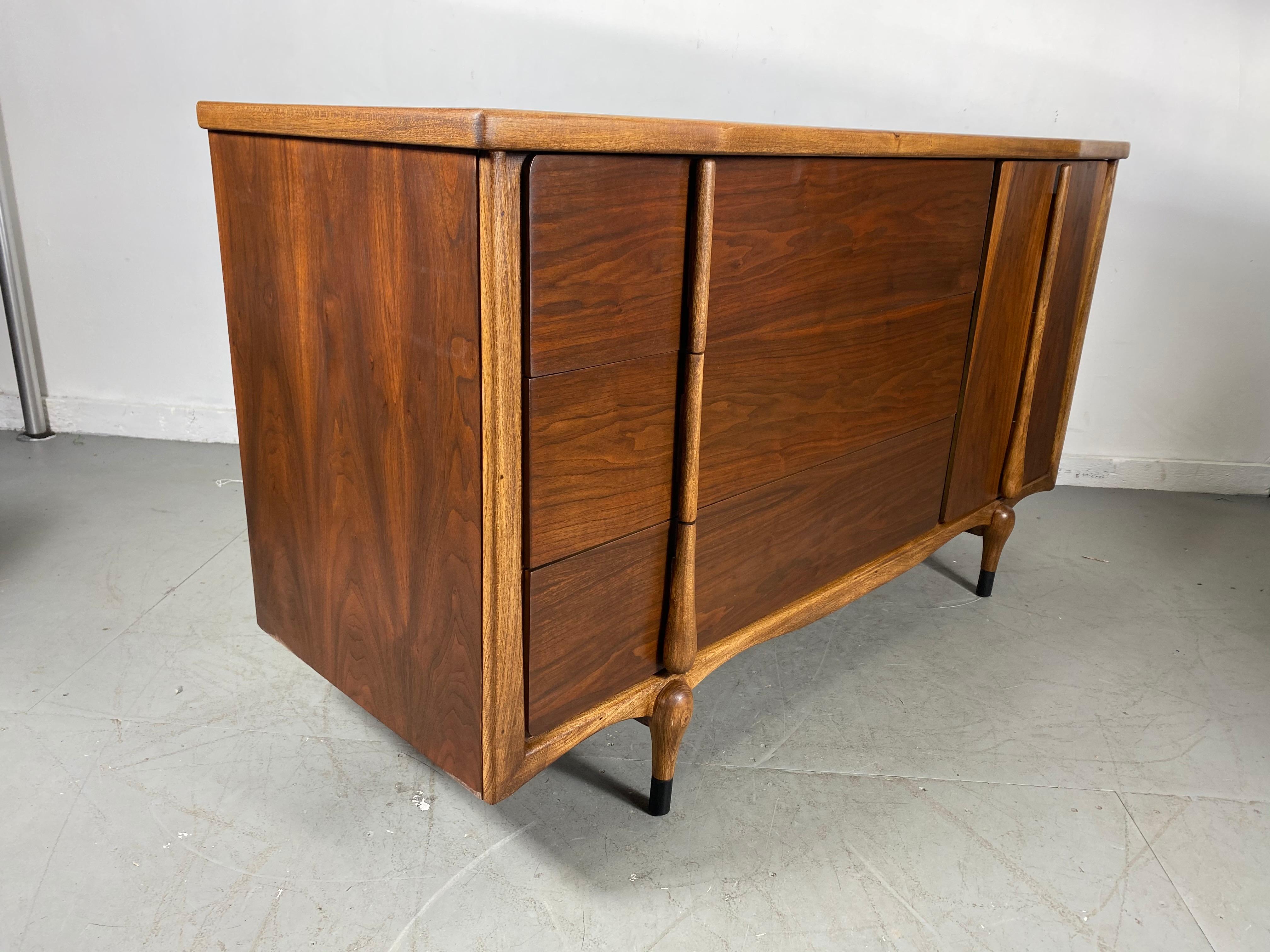 Stunning Modernist Figured Walnut and Oak Dresser by Tri-Bond Furniture ...