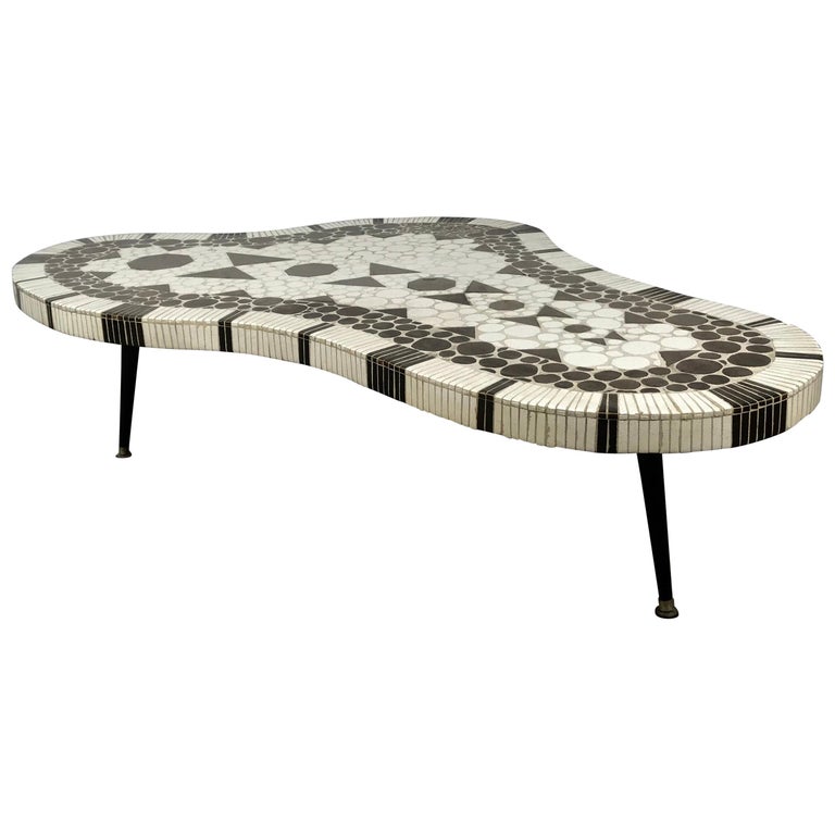 Stunning Mosaic Tile Amoeba Shape Cocktail Table, Richard Hohenberg For ...