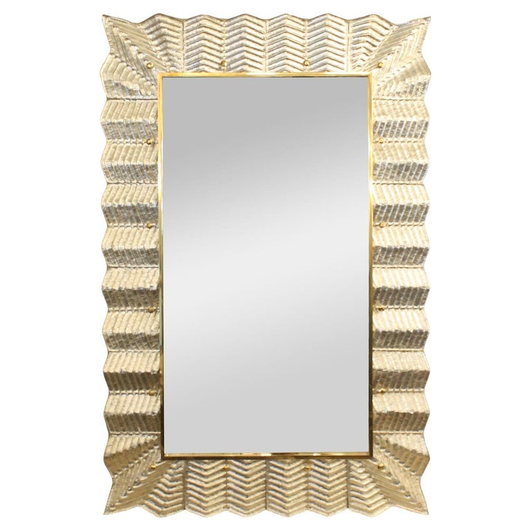 Stunning Murano Glass and Silver Leaf Mirror For Sale at 1stDibs