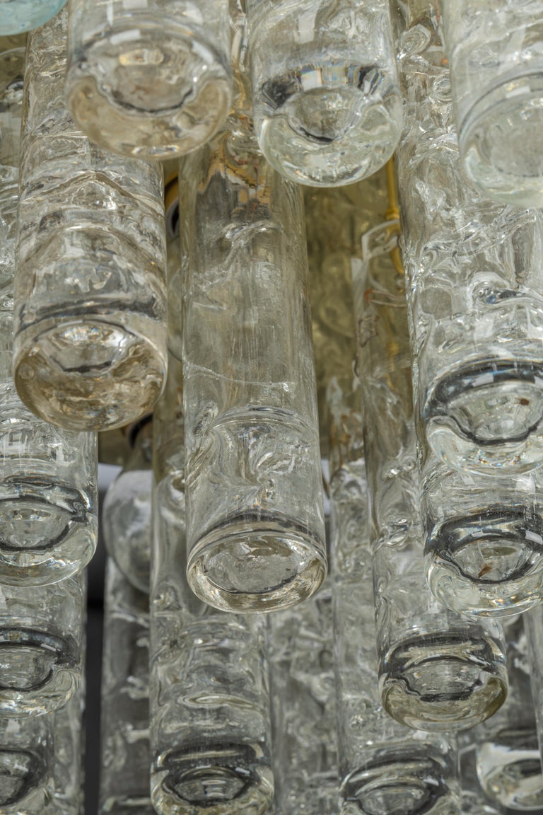 Stunning Murano Ice Glass Tubes Flushmount by Doria, Germany, 1960s For ...