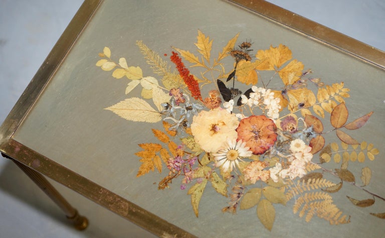 Stunning Nest of Three French circa 1920 Bronze Pressed Flowers Tables ...
