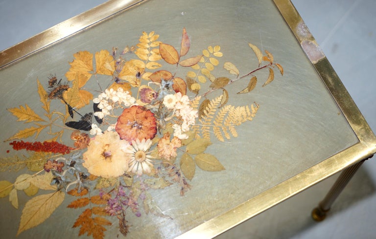 Stunning Nest of Three French circa 1920 Bronze Pressed Flowers Tables ...