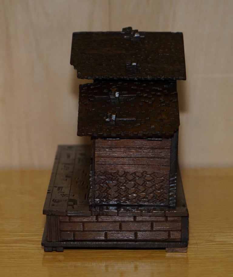 Stunning Original Antique Hand Carved Black Forest Wood Cigar Box ...