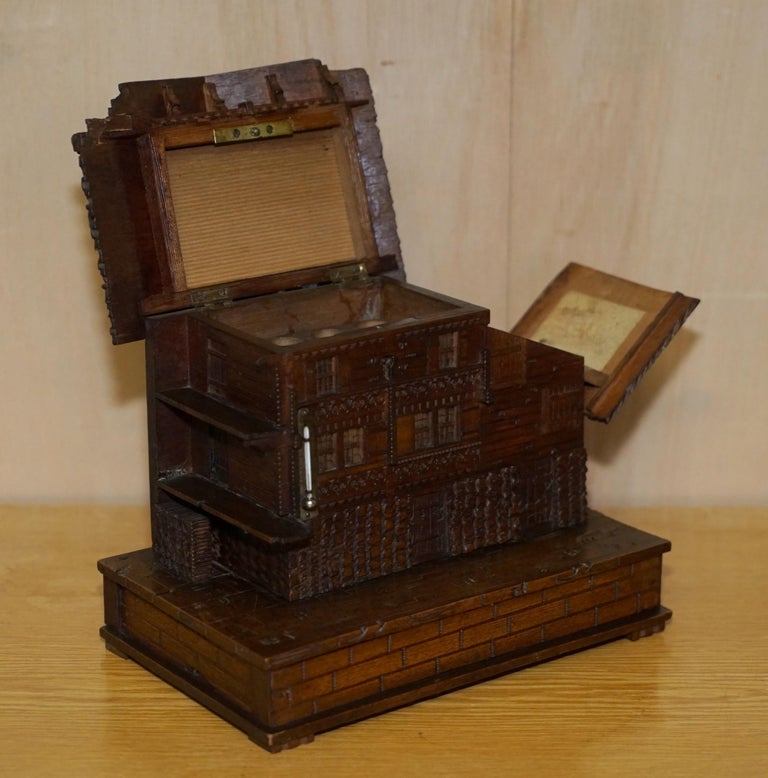 Stunning Original Antique Hand Carved Black Forest Wood Cigar Box ...