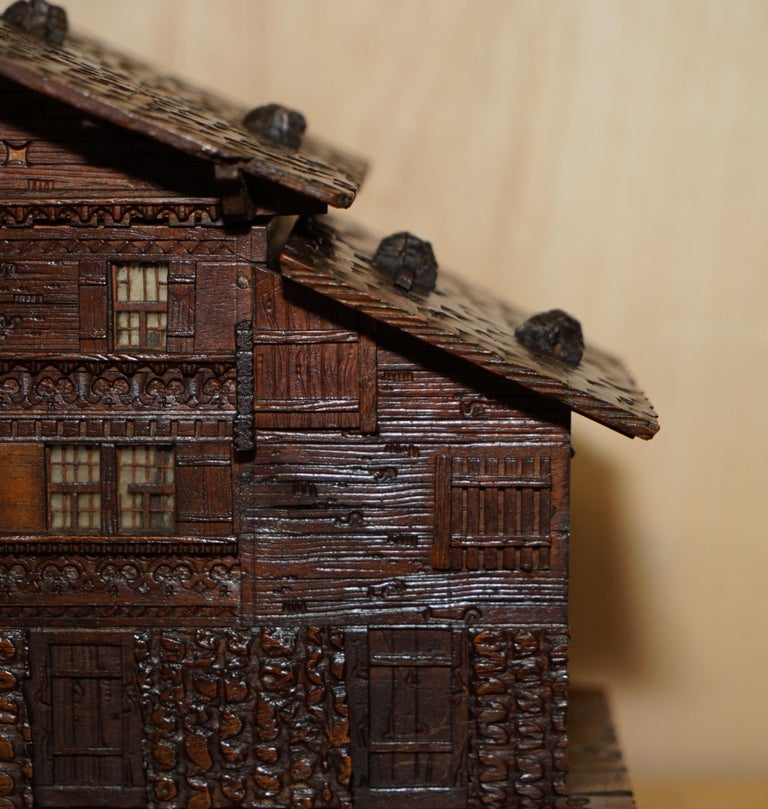 Stunning Original Antique Hand Carved Black Forest Wood Cigar Box ...