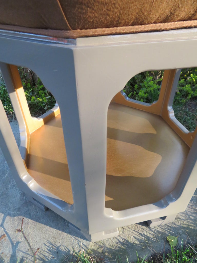 Stunning Pair Chinoiserie Octagon Stool Bench Hollywood Regency Modern ...