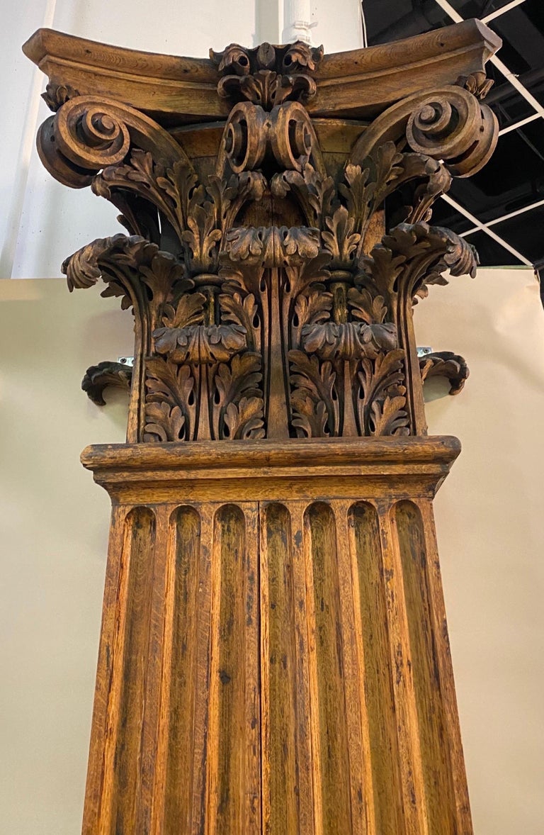 Stunning Pair of 19th Century Hand Carved Neoclassical Oak Pilasters ...