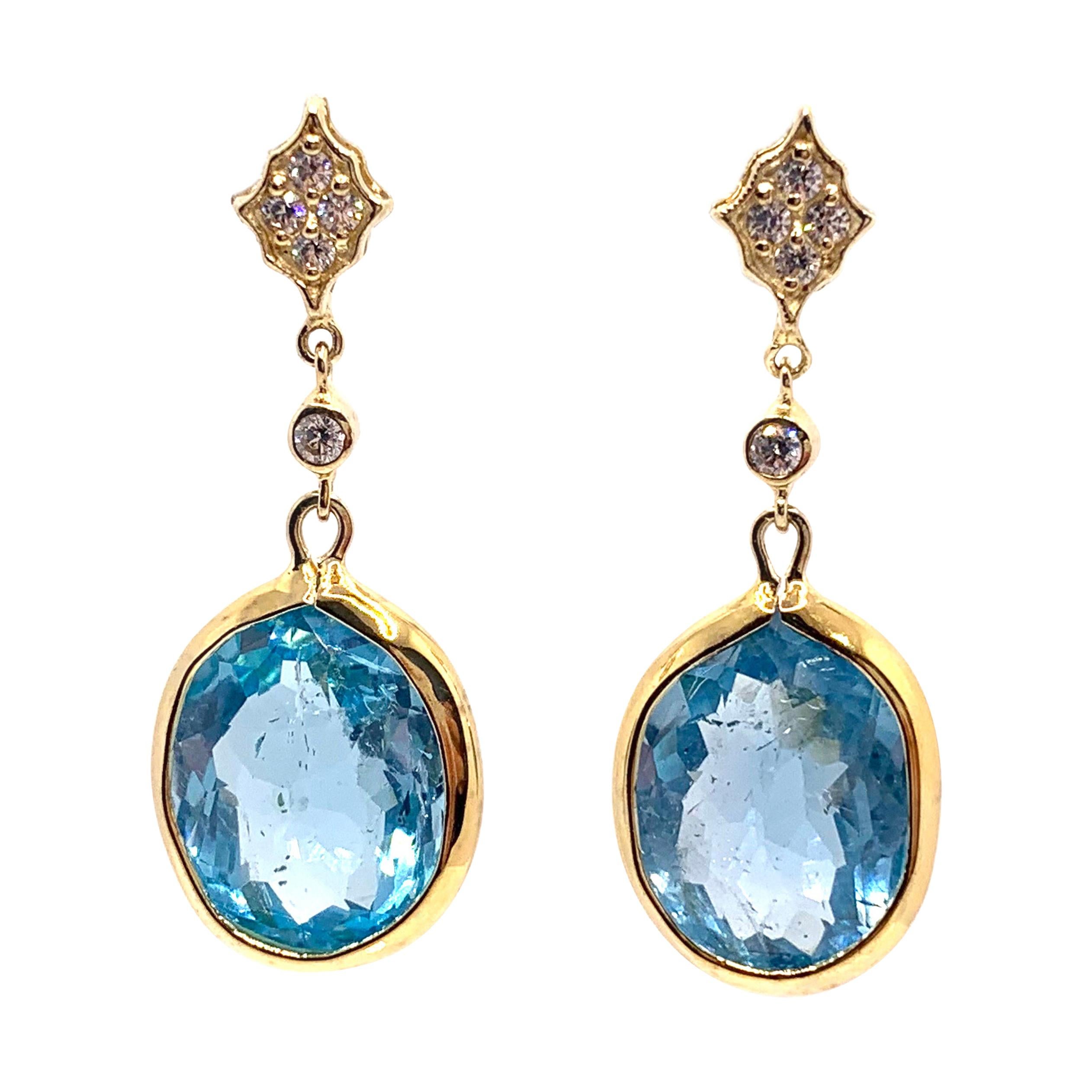 18ct Yellow Gold Vermeil and Topaz Earrings For Sale at 1stDibs