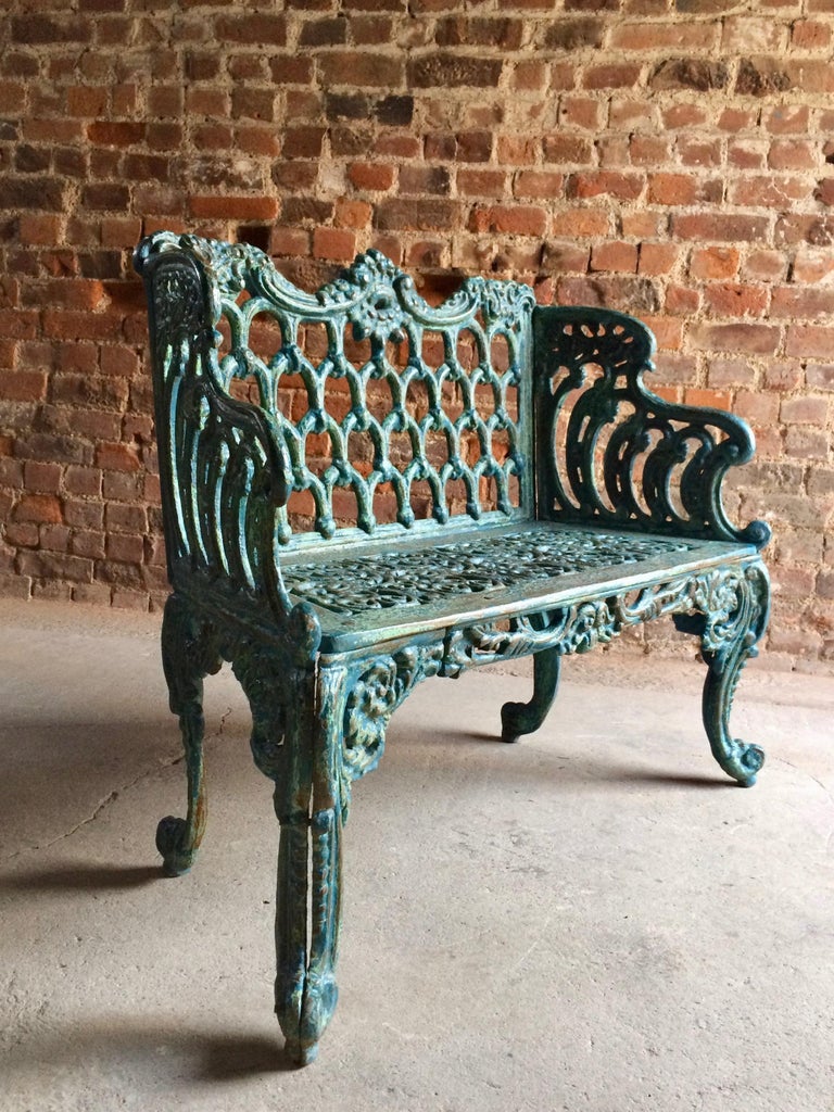 Stunning Pair of Antique Cast Iron Garden Benches Coalbrookdale Style ...