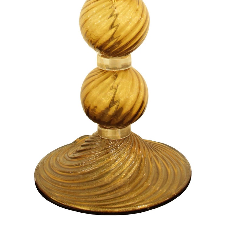 Stunning Pair of Bronze Murano Glass Sphere Table Lamps For Sale at 1stDibs