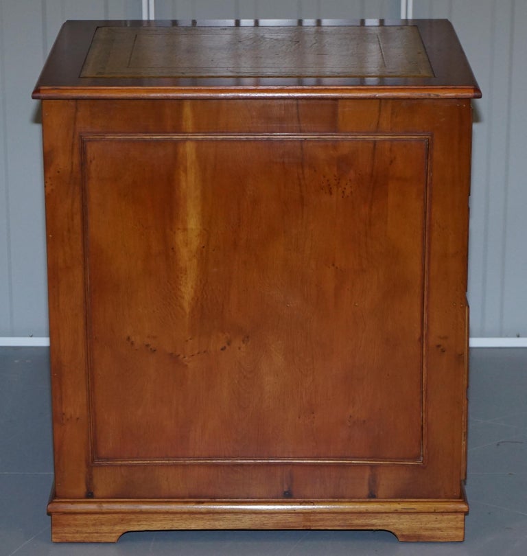 Stunning Pair of Burr Yew Wood Office Filing Cabinets with Green ...