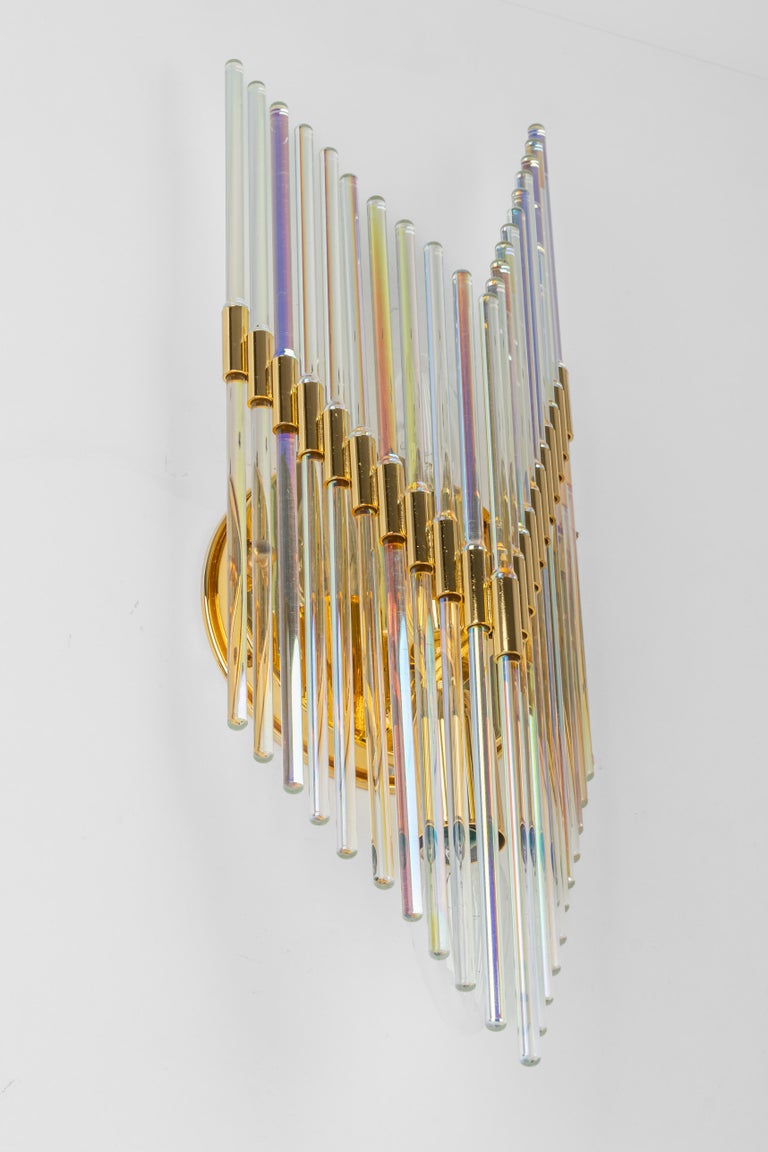 Stunning Pair of Crystal Glass Rods Wall Sconces, Germany, 1970s For ...