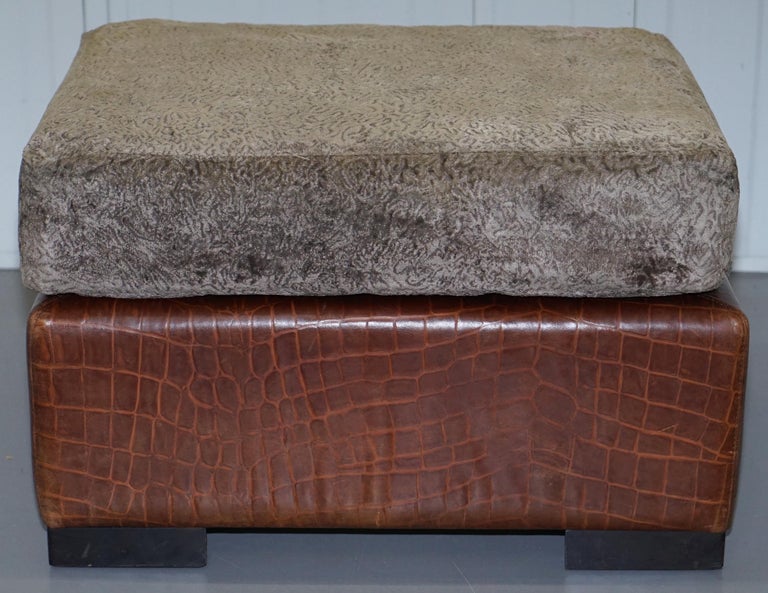 Stunning Pair of Fendi Casa Crocodile Alligator Patina Brown Leather ...