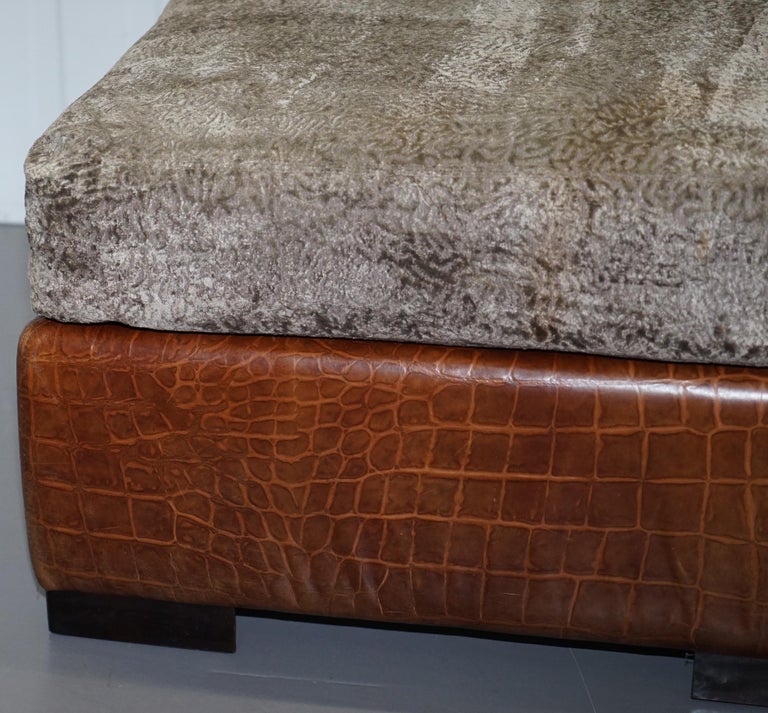 Stunning Pair of Fendi Casa Crocodile Alligator Patina Brown Leather ...