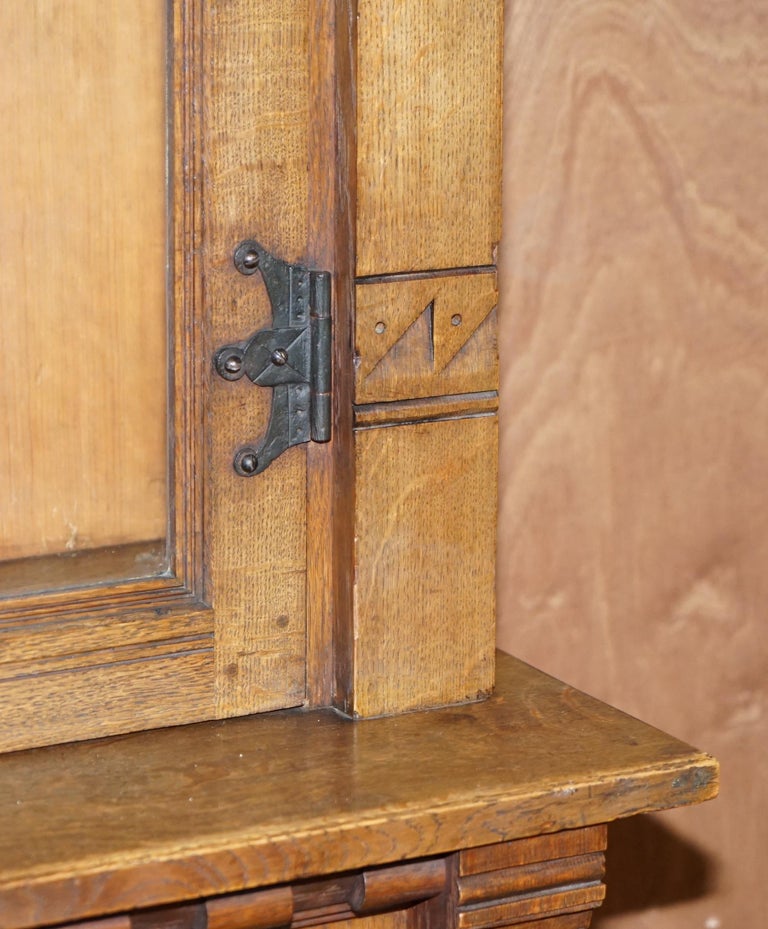 Stunning Pair of Huge Antique Victorian Oak Library Bookcases Leaded ...