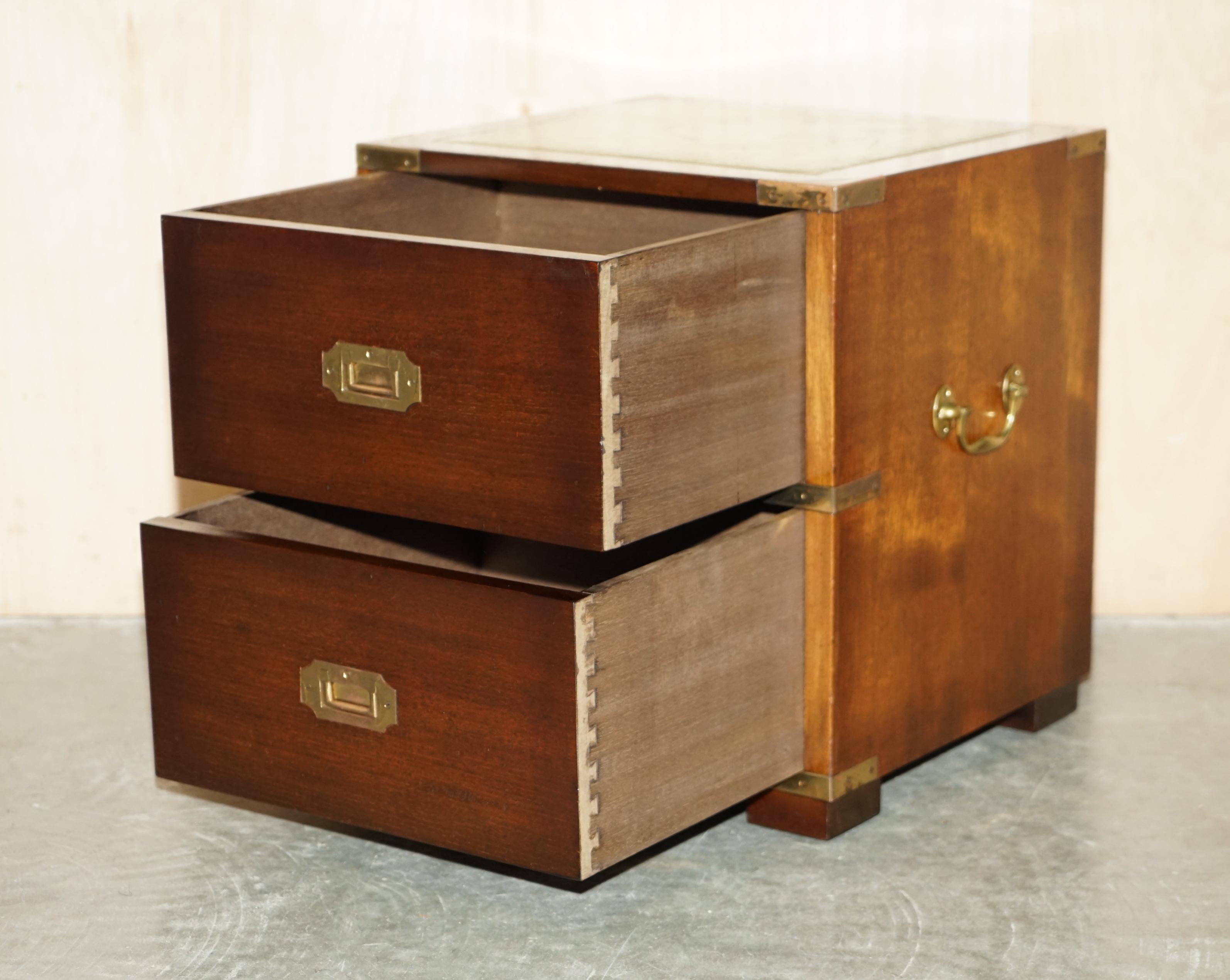 Stunning Pair of Kennedy Military Campaign Side End Table Drawers Green ...