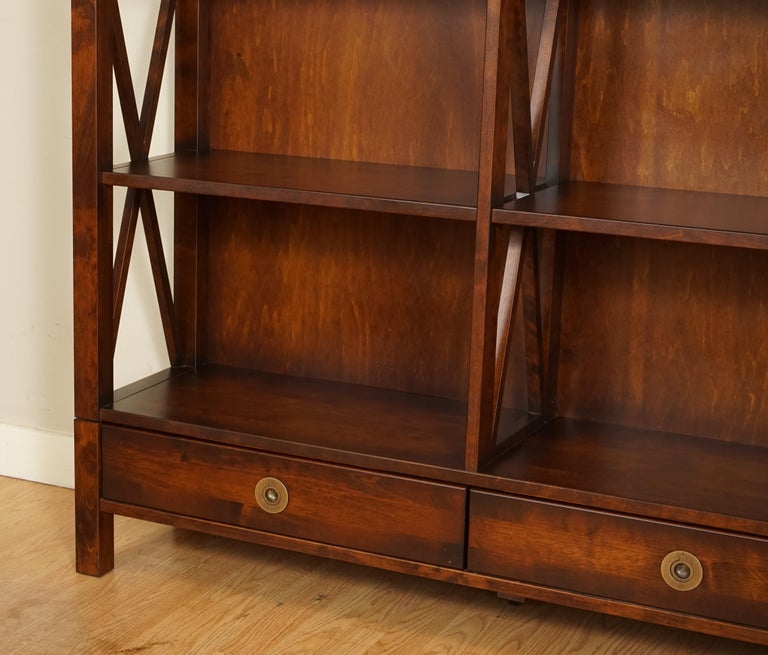 Stunning Pair of Military Campaign Bookcases with Two Drawers at 1stDibs