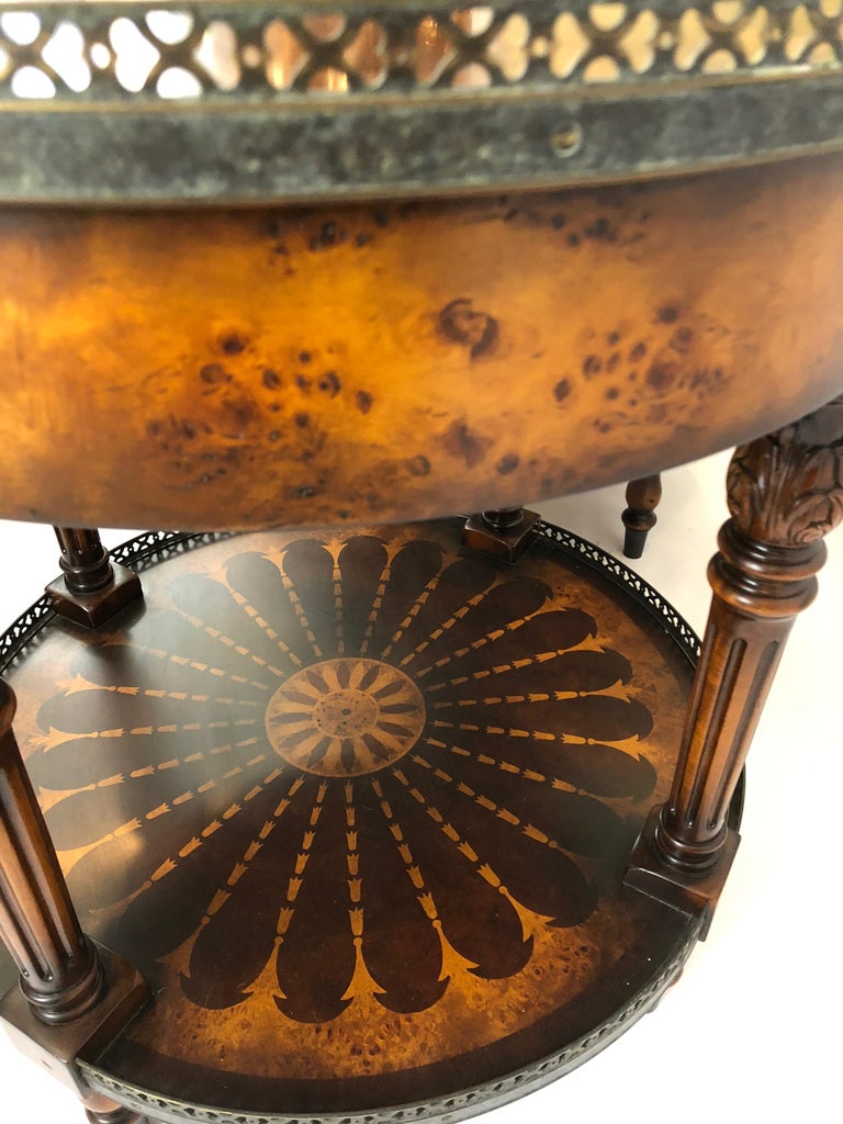 Stunning Pair of Theodore Alexander Round Two-Tier Inlaid Side Tables ...