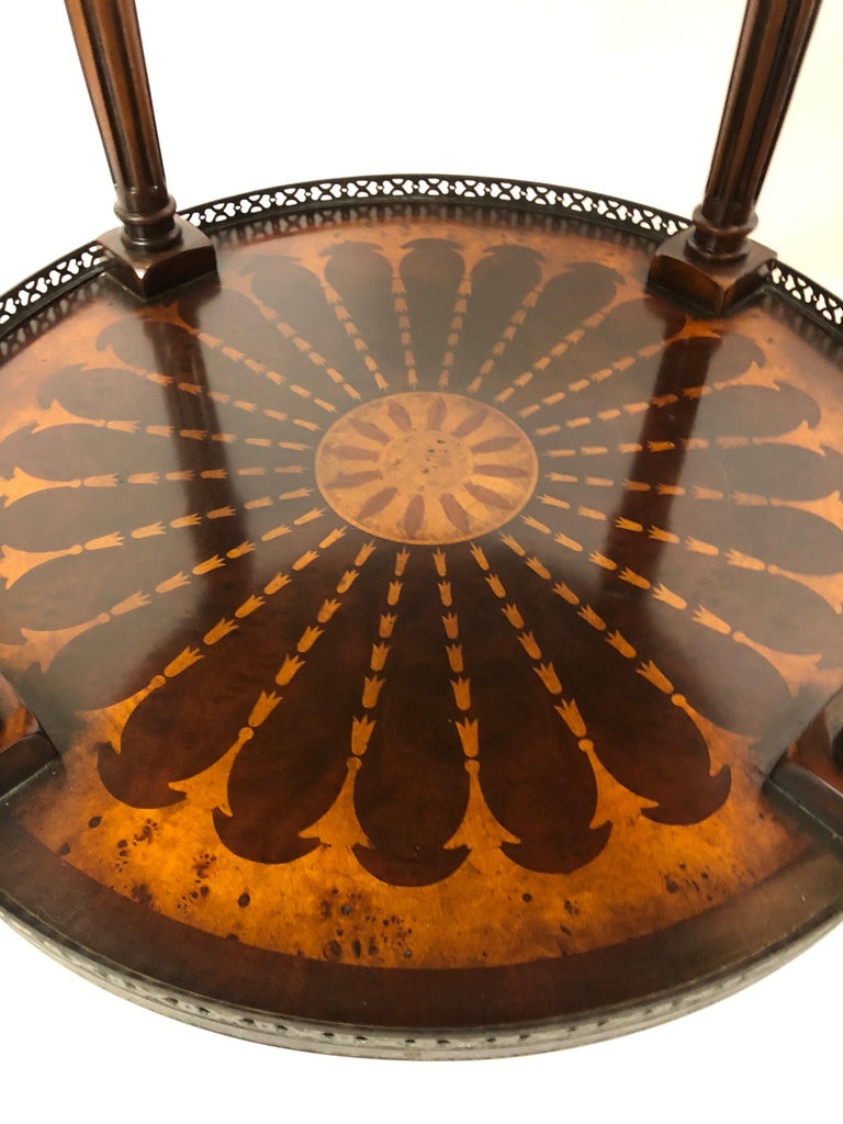 Stunning Pair of Theodore Alexander Round Two-Tier Inlaid Side Tables ...