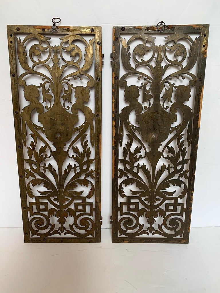 Stunning Pair of Vintage Pierced and Etched Brass Panels For Sale at ...