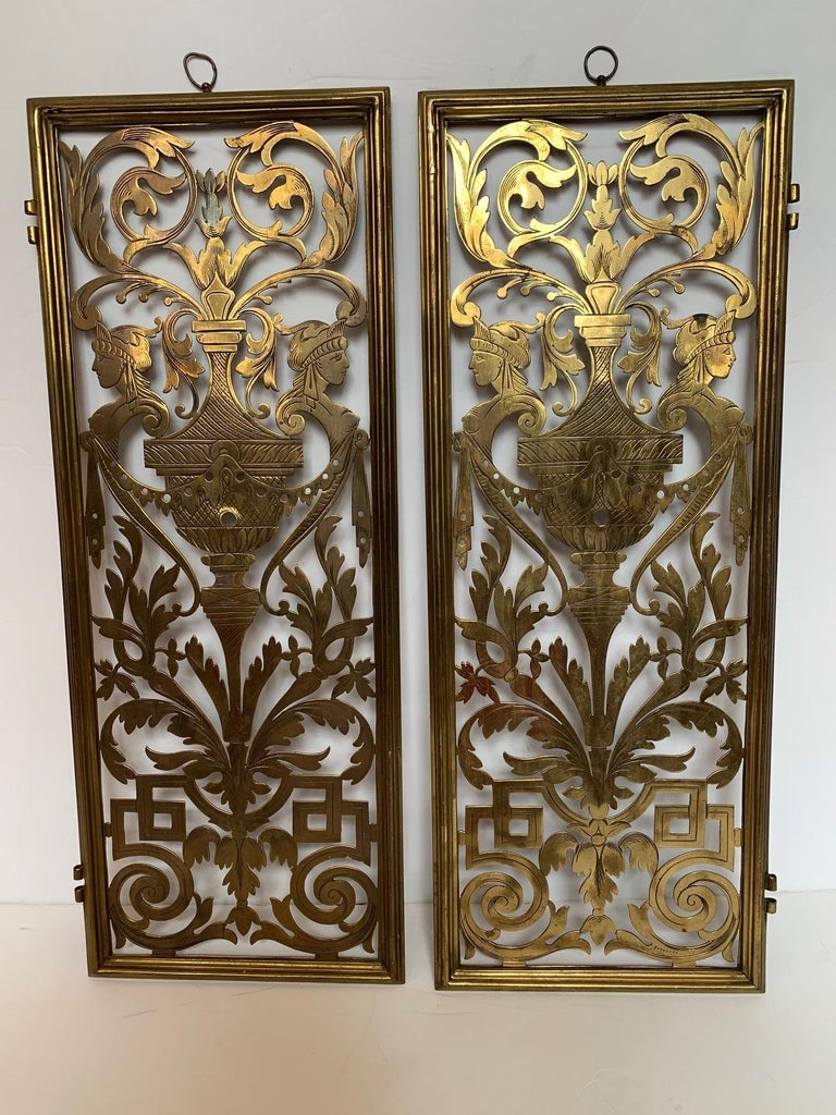 Stunning Pair of Vintage Pierced and Etched Brass Panels For Sale at ...