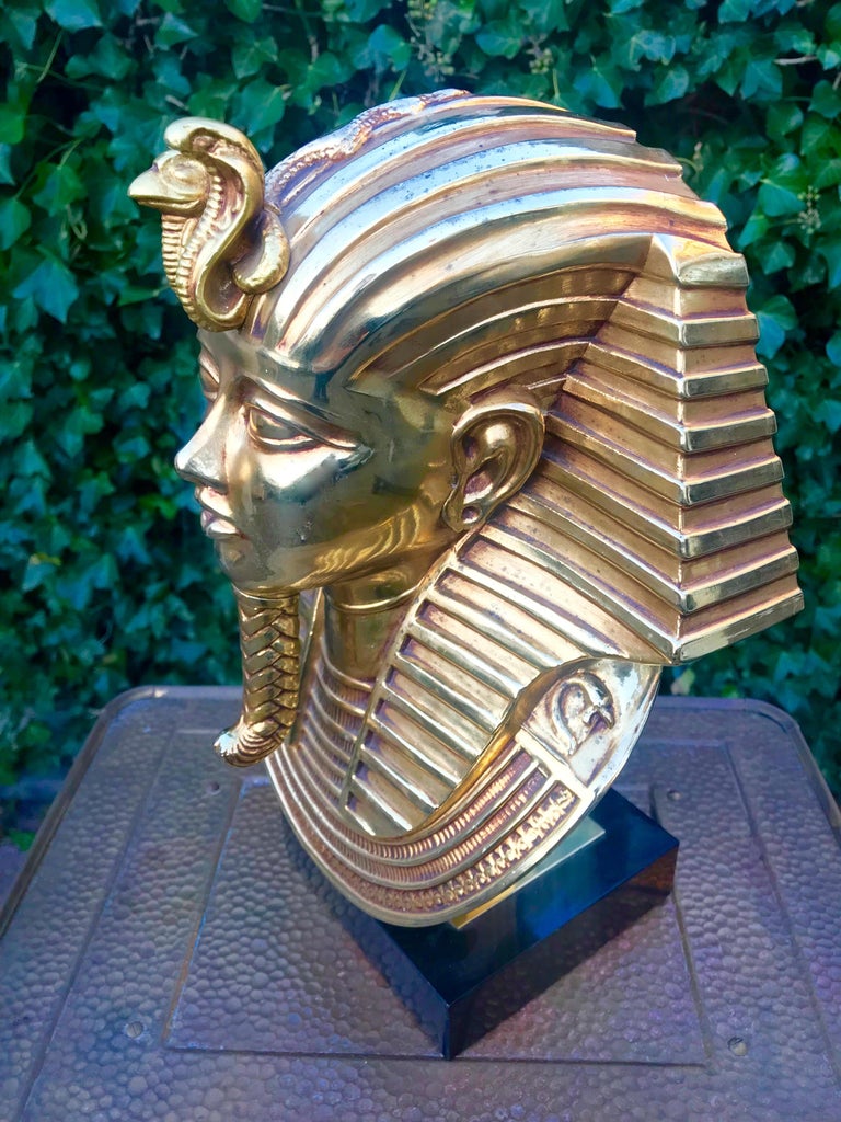 Stunning Pharaoh Toetanchamon Golden Coated Brass Bust Sculpture on ...