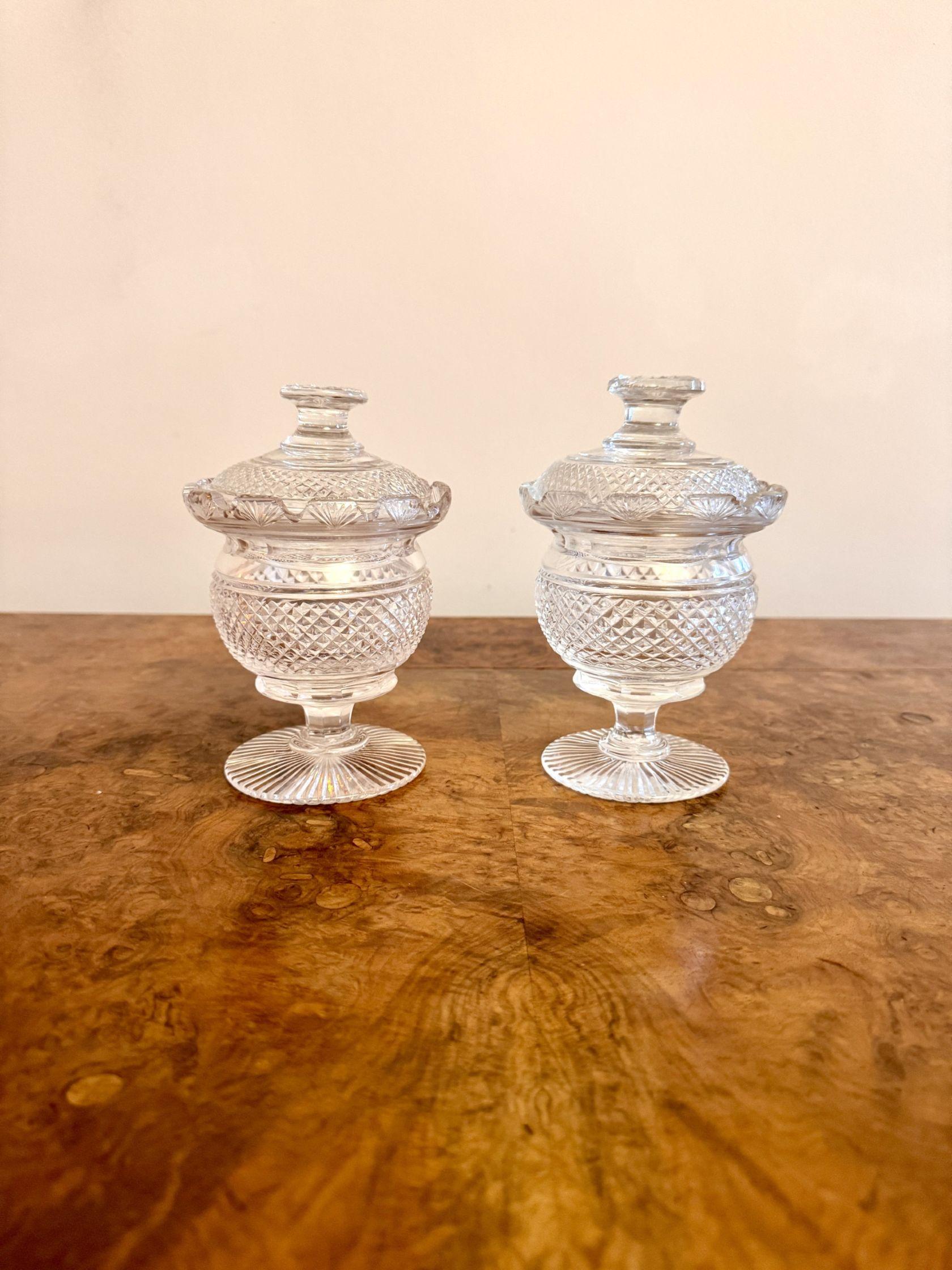 Stunning quality pair of antique Victorian cut glass lidded jars For ...