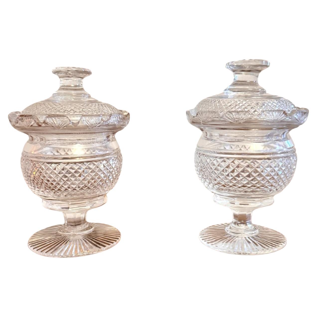 Stunning quality pair of antique Victorian cut glass lidded jars For ...