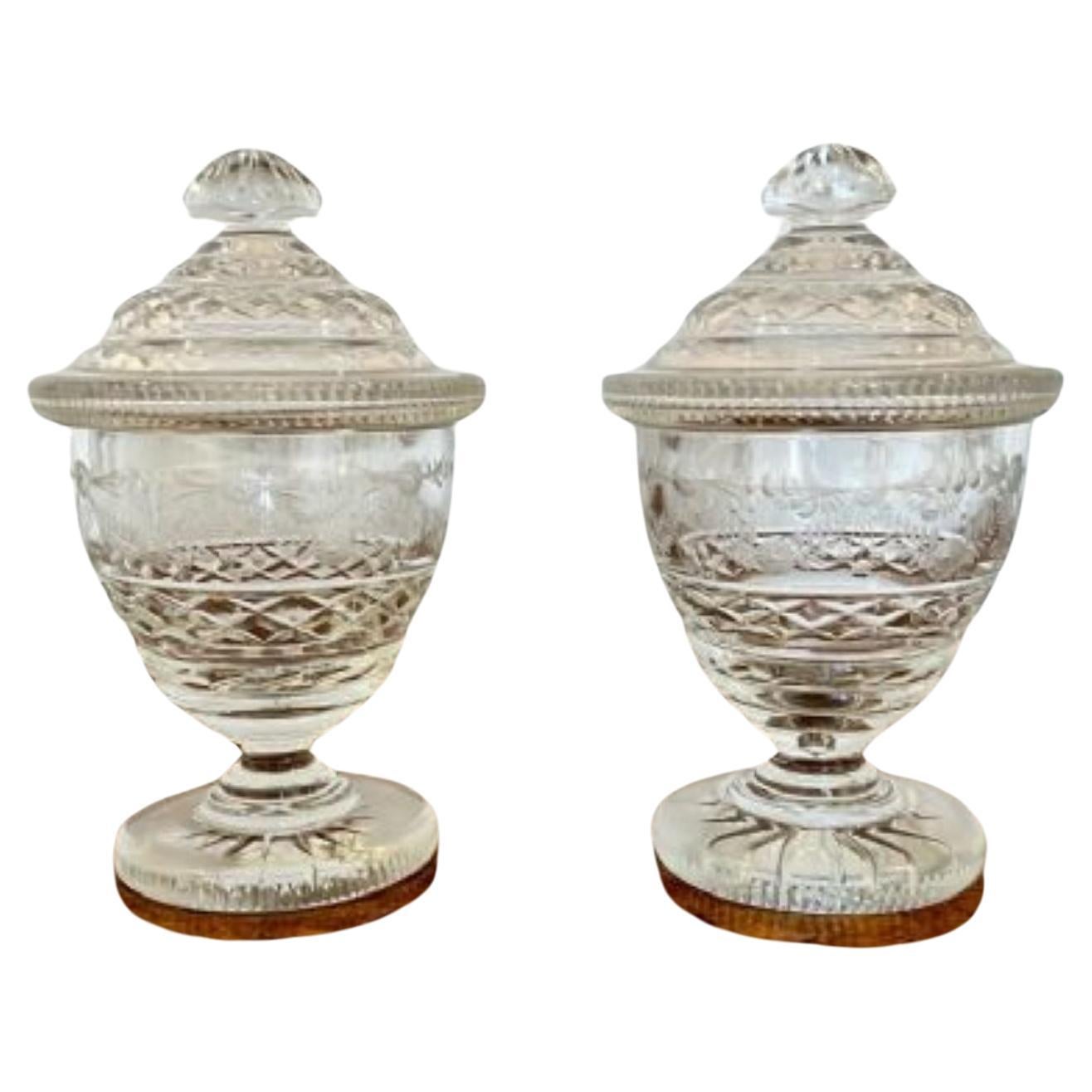 Stunning quality pair of antique Victorian cut glass lidded vases For ...