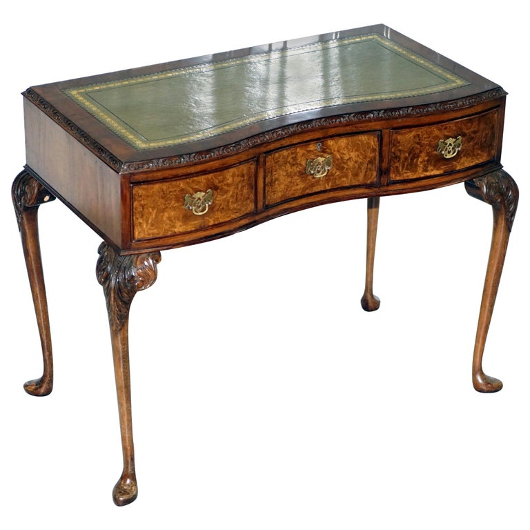 Stunning Queen Anne Pad Foot Walnut Writing Hall Console Table Desk ...