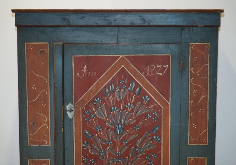 Stunning Rare Antique 1827 Dated Hand Painted German Linen Pot Cupboard ...
