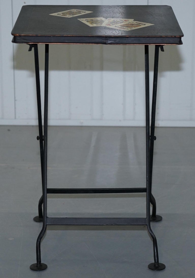 Stunning Rare Pair of Vintage Hand Painted Folding Metal Card Games ...