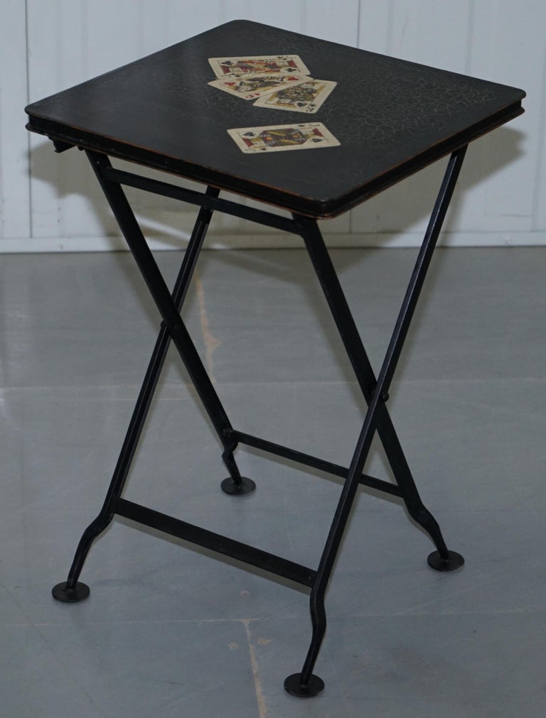 Stunning Rare Pair of Vintage Hand Painted Folding Metal Card Games ...