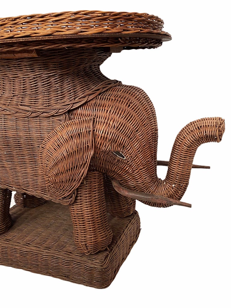 Stunning Rattan Wicker Elephant Side Table with Tray, France, 1960s at ...
