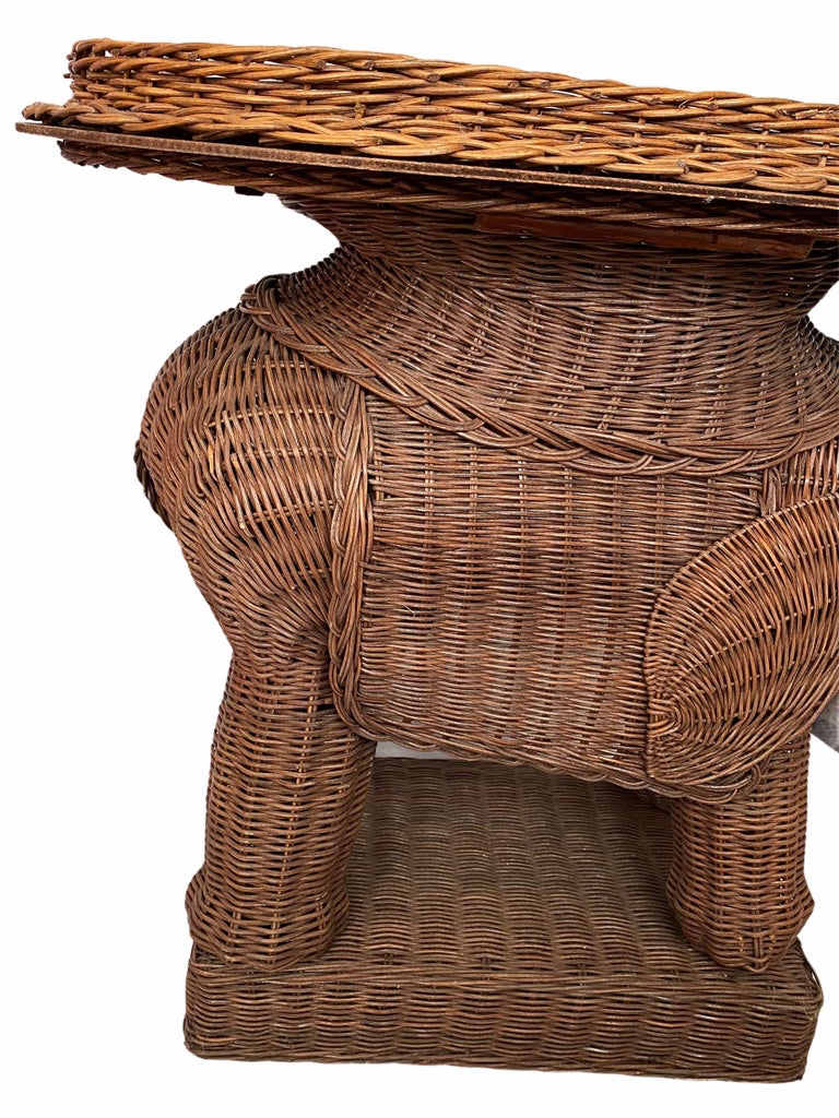 Stunning Rattan Wicker Elephant Side Table with Tray, France, 1960s at ...